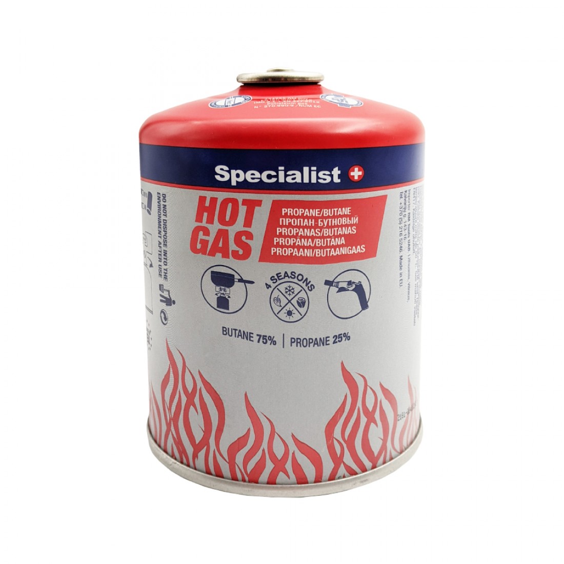 Gasfles / gaspatroon 450g, EN417 aansluting 7/16 ''Spec ...